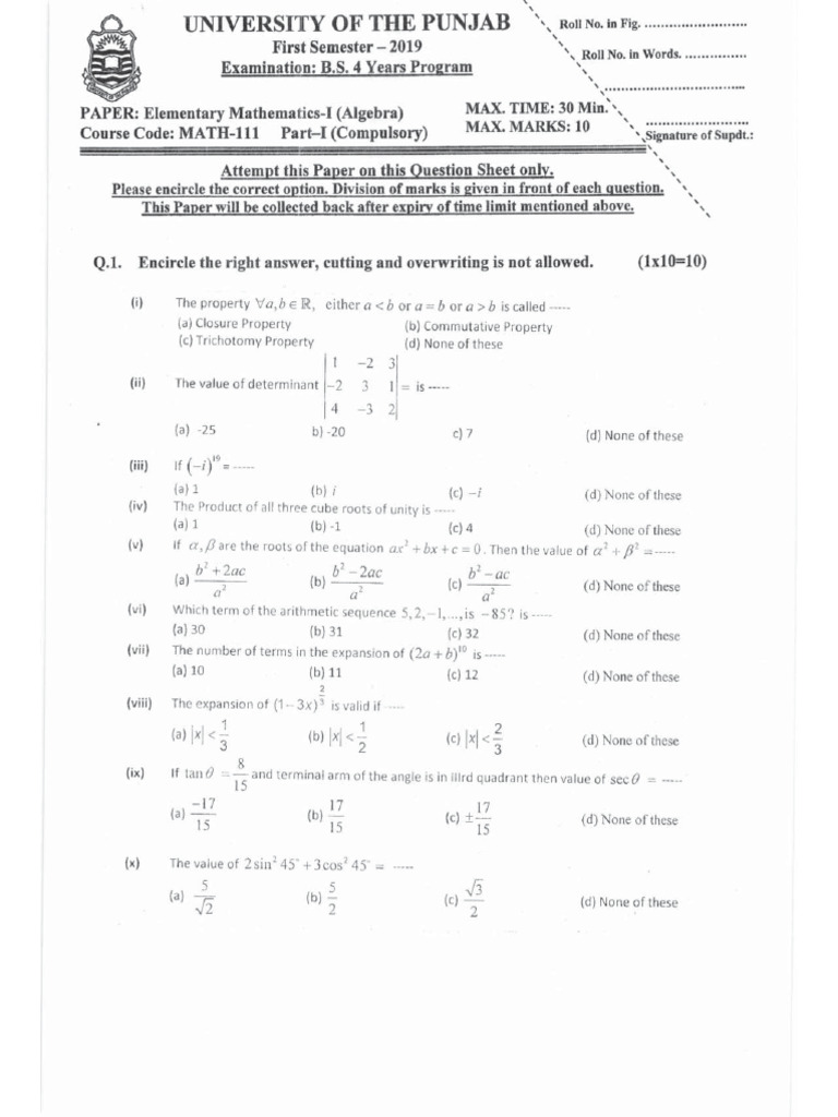 P2019 Math 111 | PDF