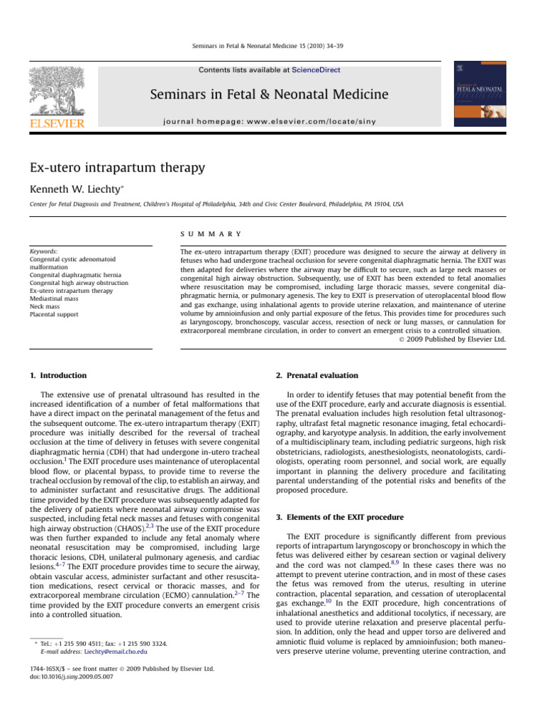 Ex-Utero Intrapartum Therapy Overview | PDF | Fetus | Childbirth