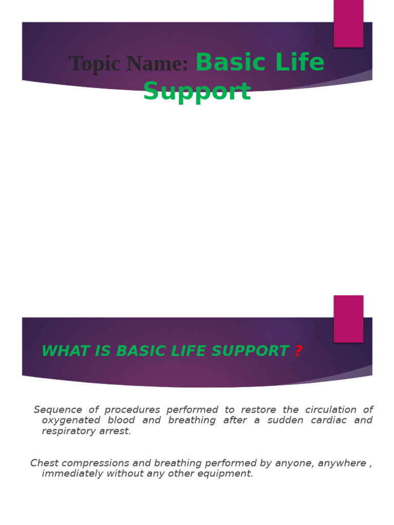 Topic Name:: Basic Life Support | PDF