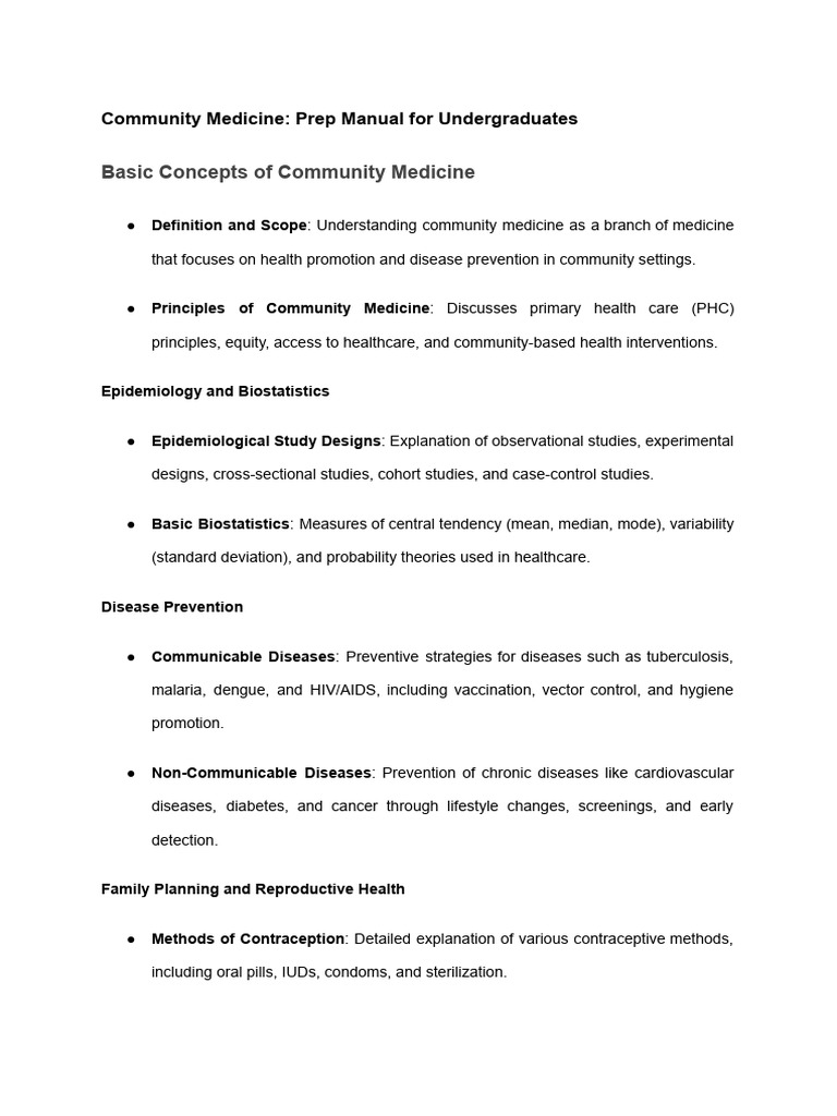 Community Medicine Prep Guide | PDF | Public Health | Preventive Healthcare