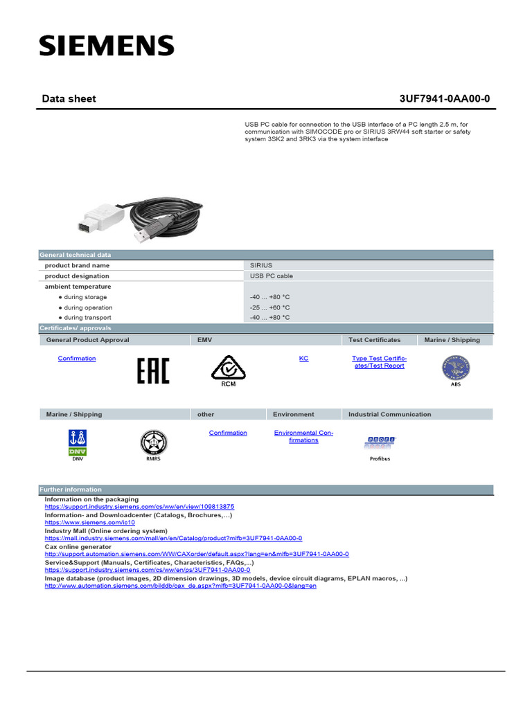 3UF79410AA000 Datasheet en | PDF | Usb | Computer Science