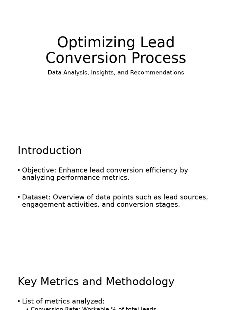 Optimizing Lead Conversion Process | PDF