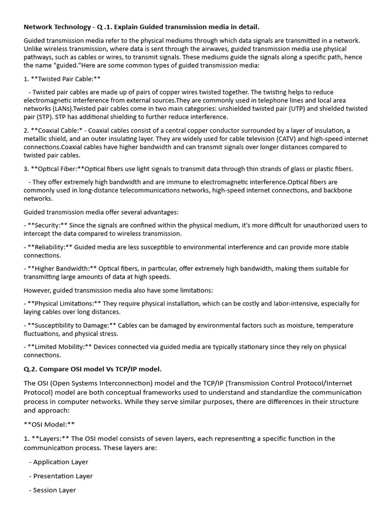 Network Technology | PDF | Transmission Medium | Osi Model