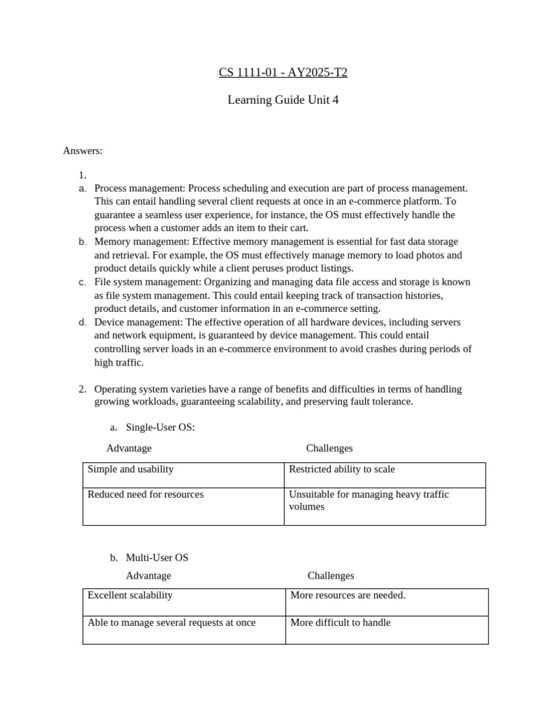 CS 1111-01 - AY2025-T2 Learning Guide Unit 4 | PDF | Operating System | Scalability