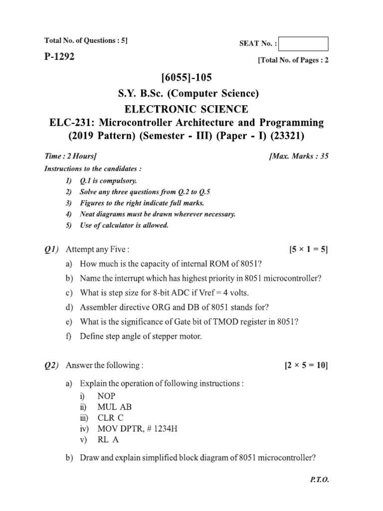 Microcontroller q3 | PDF
