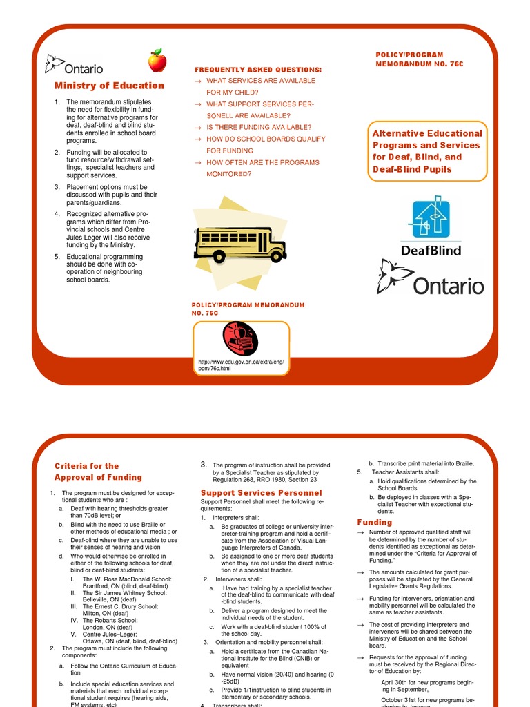 Funding for Deaf and Blind Education Programs | PDF | Teachers | Cognition