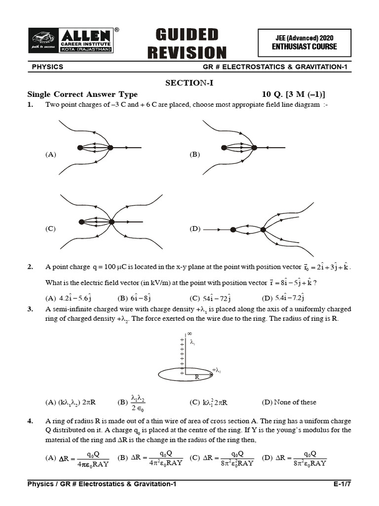 Guided Revision On Electrostatics Gravitation 1 Eng 1595224389 | PDF | Force | Electrostatics