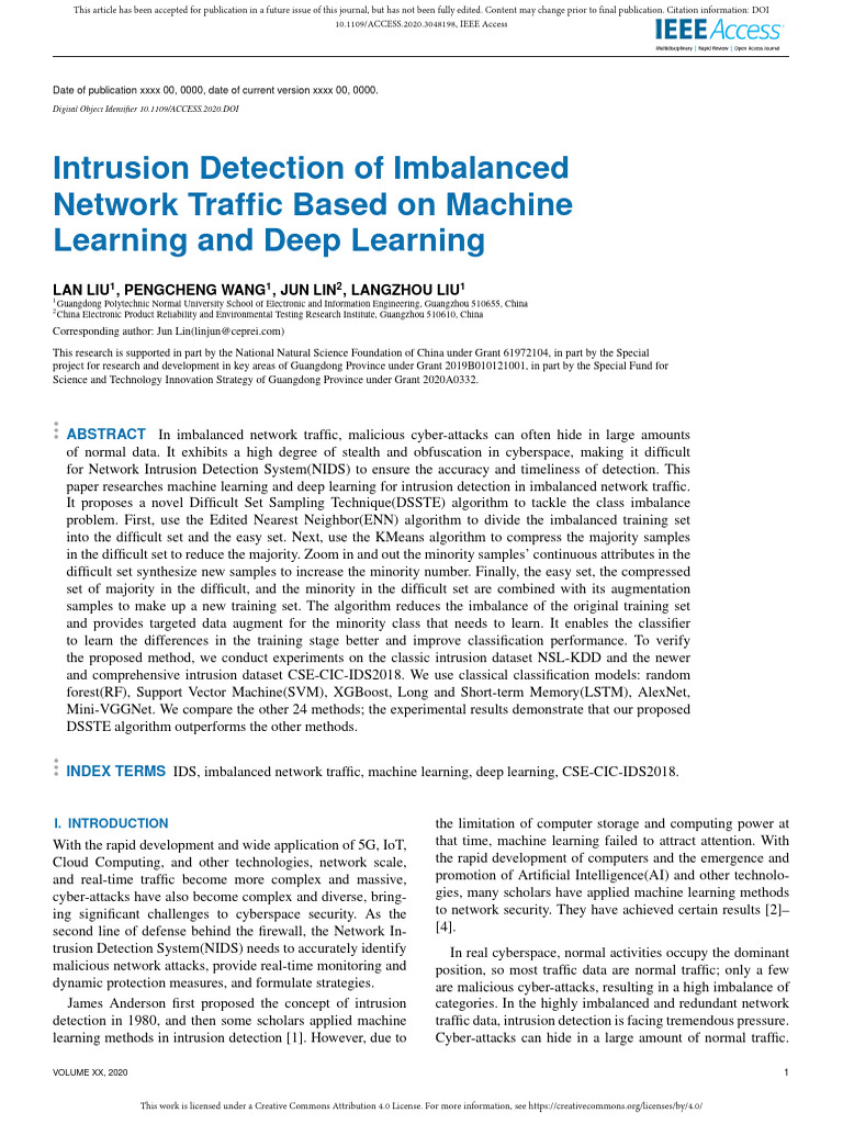 Intrusion Detection of Imbalanced | PDF | Support Vector Machine | Artificial Neural Network