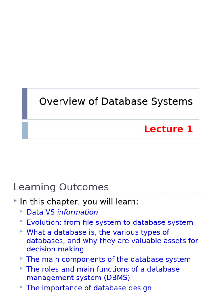LEC01 OverviewOfDBNew | PDF | Databases | Software