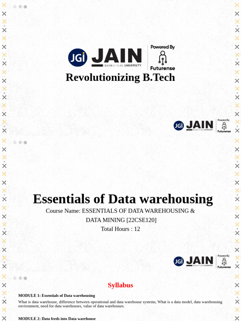DWHDM_22CSE120__MODULE-1 | PDF | Data Warehouse | Databases