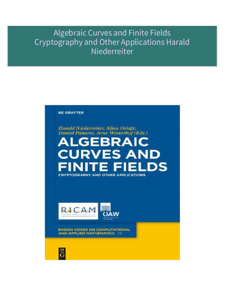 Instant Download Algebraic Curves And Finite Fields Cryptography And Other Applications Harald