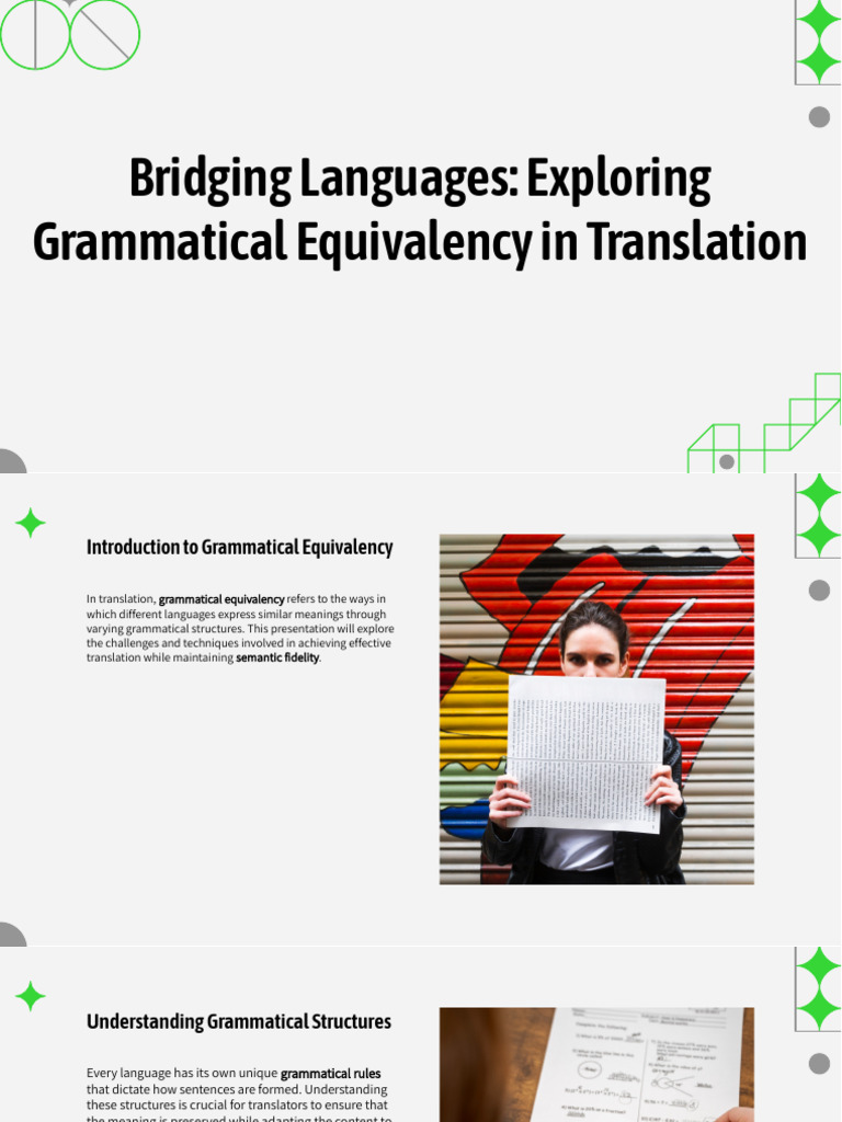 Slidesgo Bridging Languages Exploring Grammatical Equivalency in | PDF ...