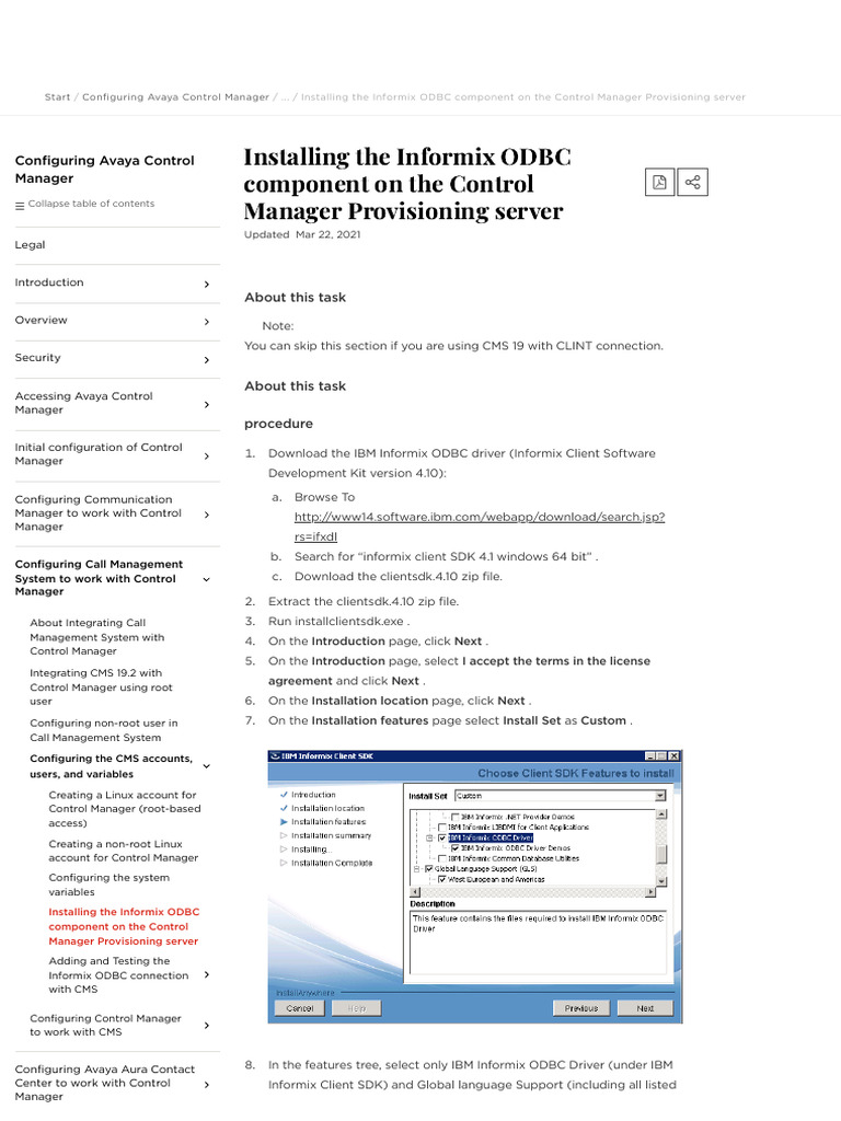 Installing The Informix ODBC Component On The Control Manager Provisioning Server | PDF ...