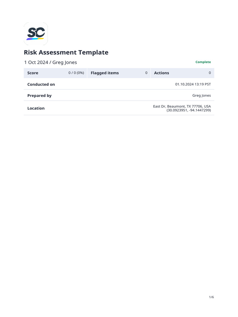 Risk Assessment Template Sample PDF Report | PDF | Risk | Forklift