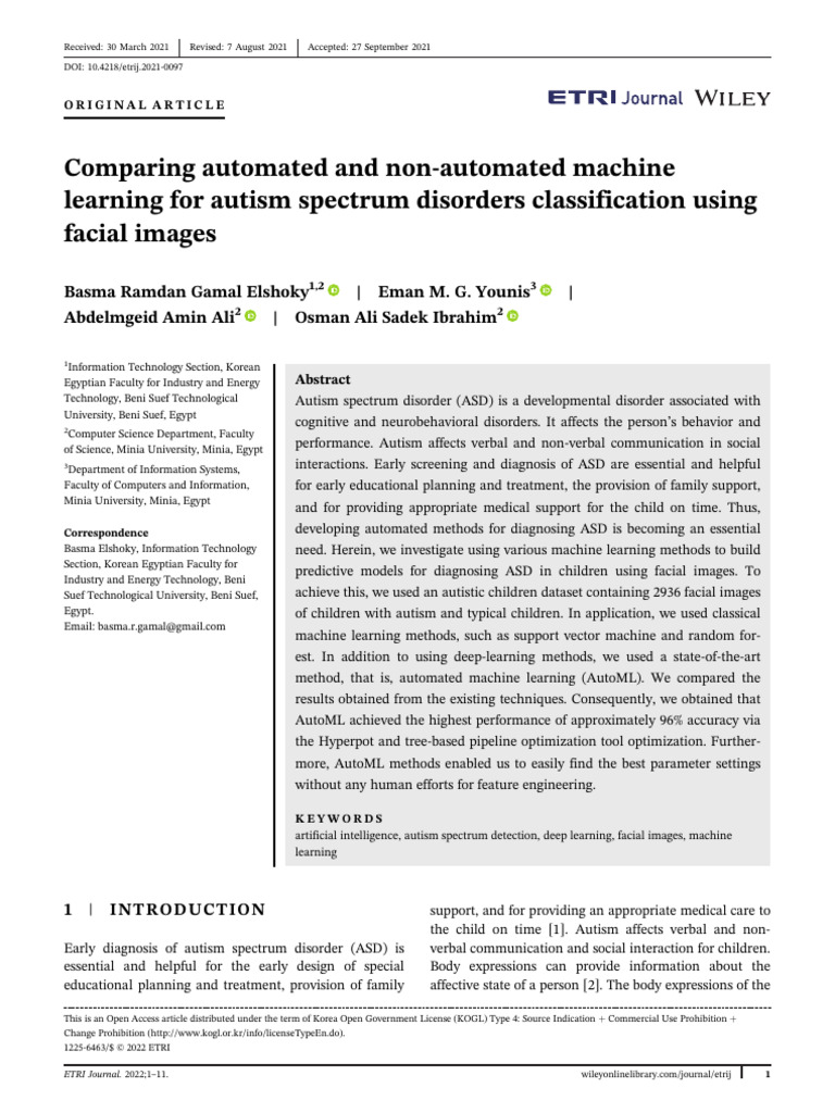 ETRI Journal - 2022 - Elshoky - Comparing Automated and Non Automated Machine Learning For ...