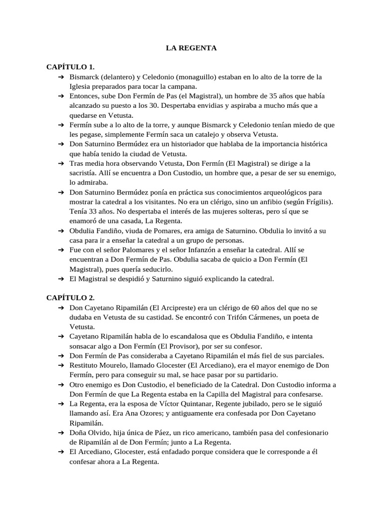 Resumen La Regenta | PDF