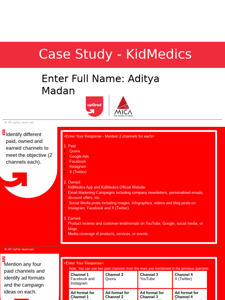 Dm Mica Kidmedics Aditya Madan | PDF | Advertising | Customer Satisfaction