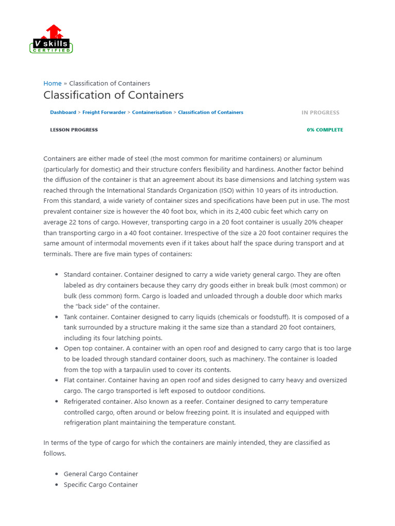 Classification of Containers | PDF | Cargo | Transport