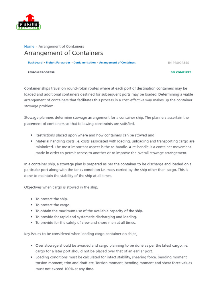 Arrangement of Containers | PDF | Cargo | Containerization