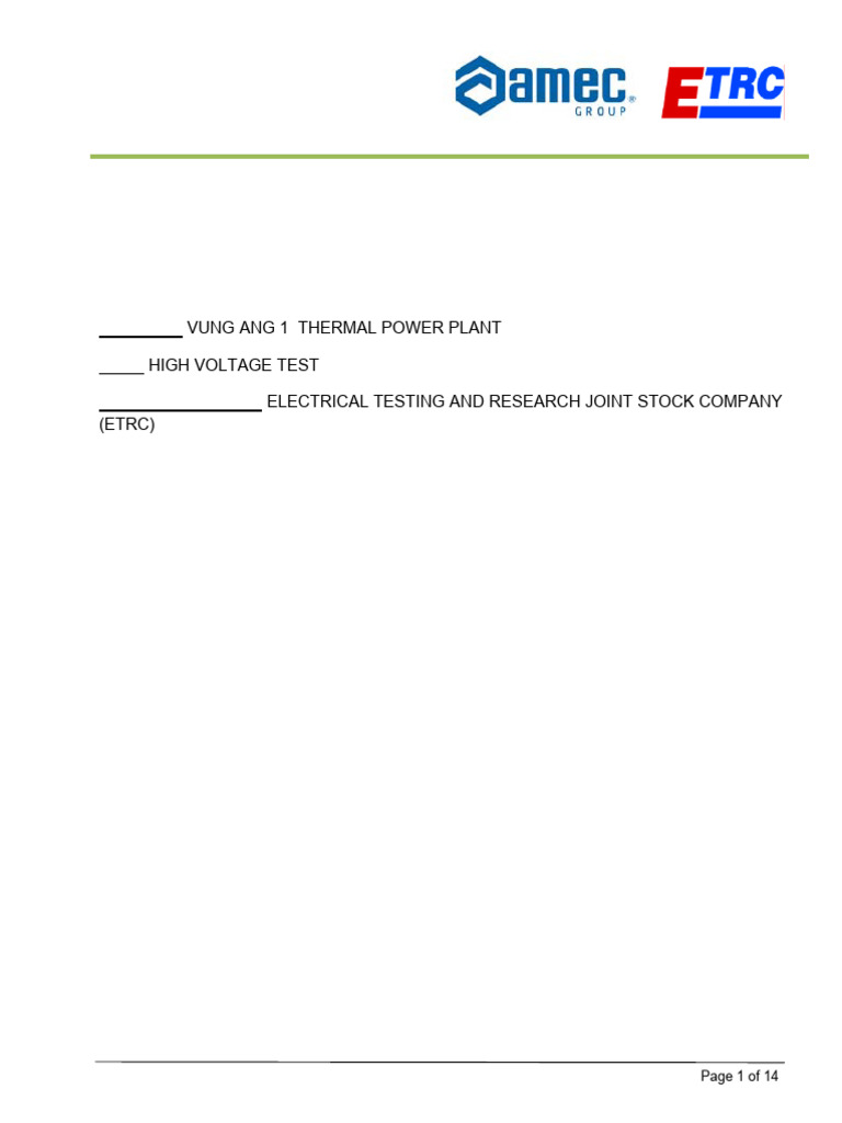 Testing Procedure of Transformer-De Cuong Thi Nghiem MBA | PDF ...