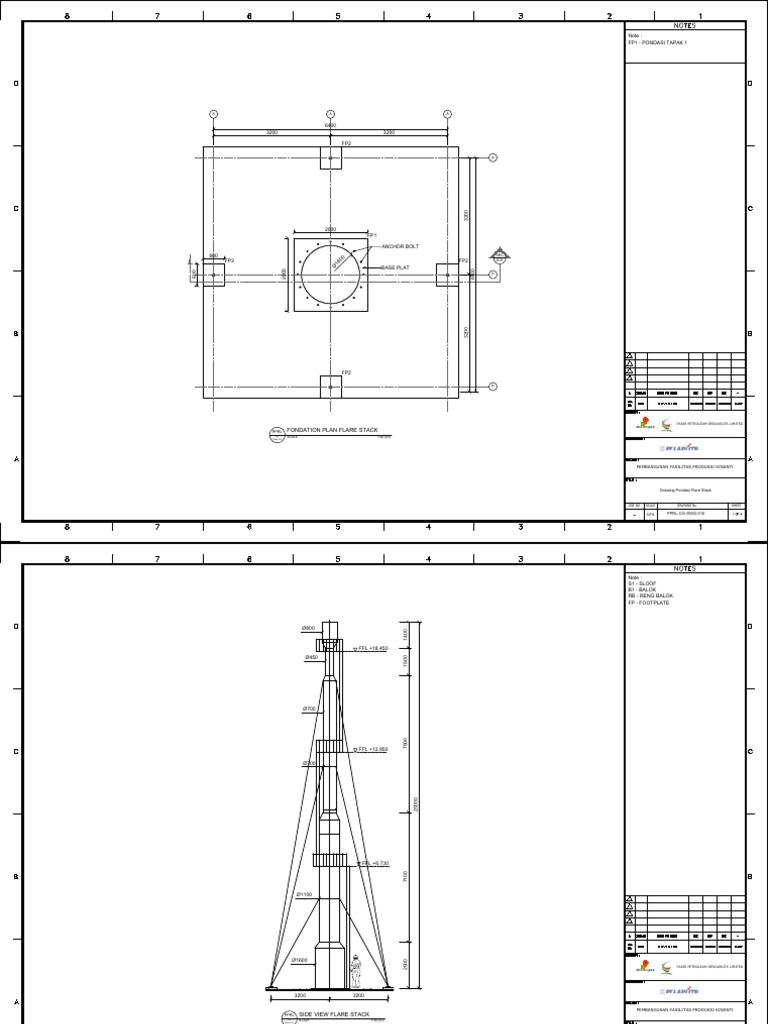PPRL-CIV-DWG-016 REVA Flare Stack Drawing Pondasi | PDF
