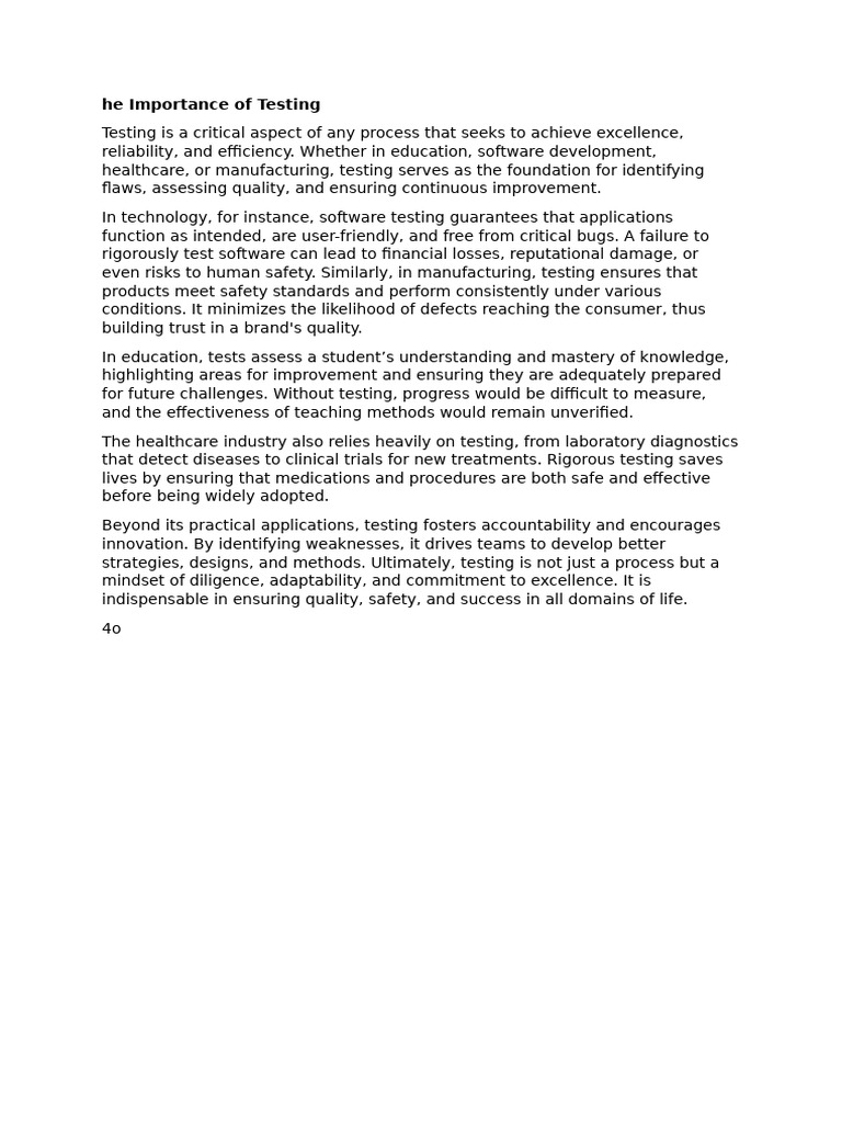 he Importance of Testing | PDF