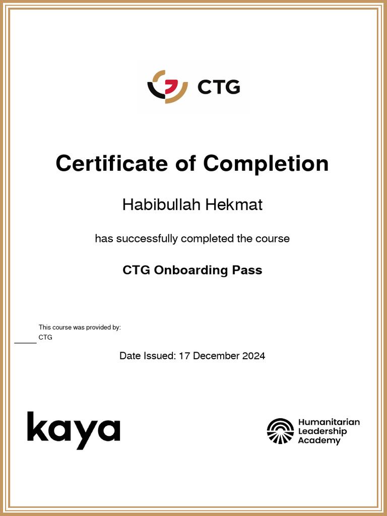 CTG Onboarding Completion | PDF
