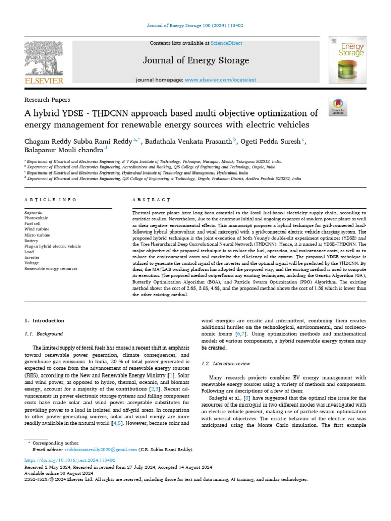 A Hybrid YDSE - THDCNN Approach Based Multi Objective Optimization of ...