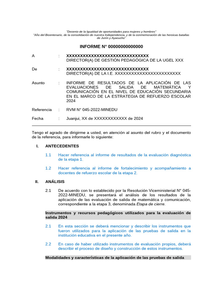 Formato Para Informe Resultados de La Evaluación de Salida-cierre de La Estrategia (1) | PDF ...