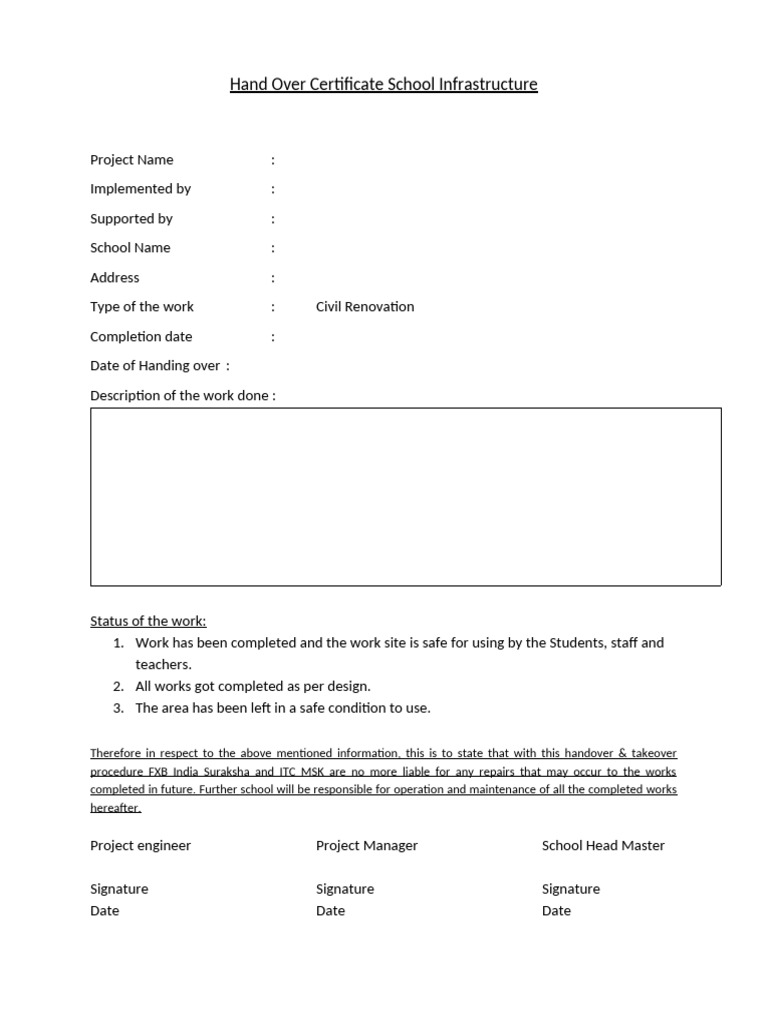 Schools Handover | PDF