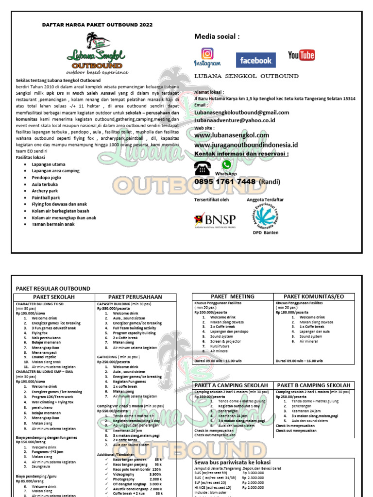 Paket Outbound Lubana Sengkol | PDF