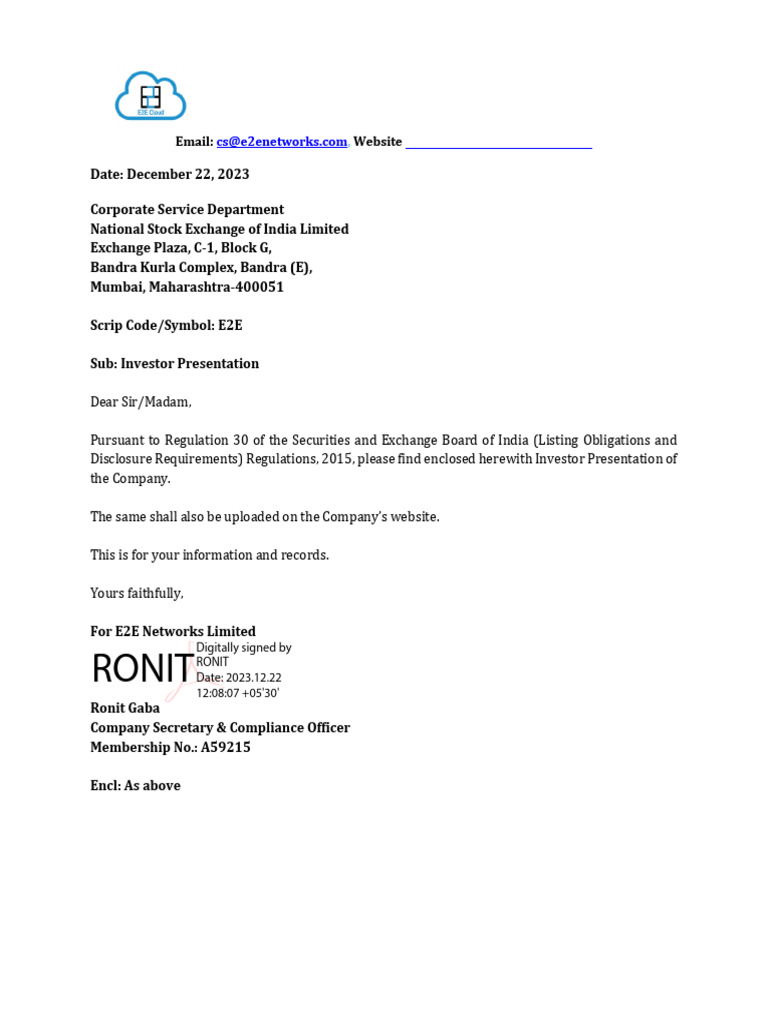 E2E 22122023121842 InvestorPresentationSigned | PDF | Graphics Processing Unit | Cloud Computing