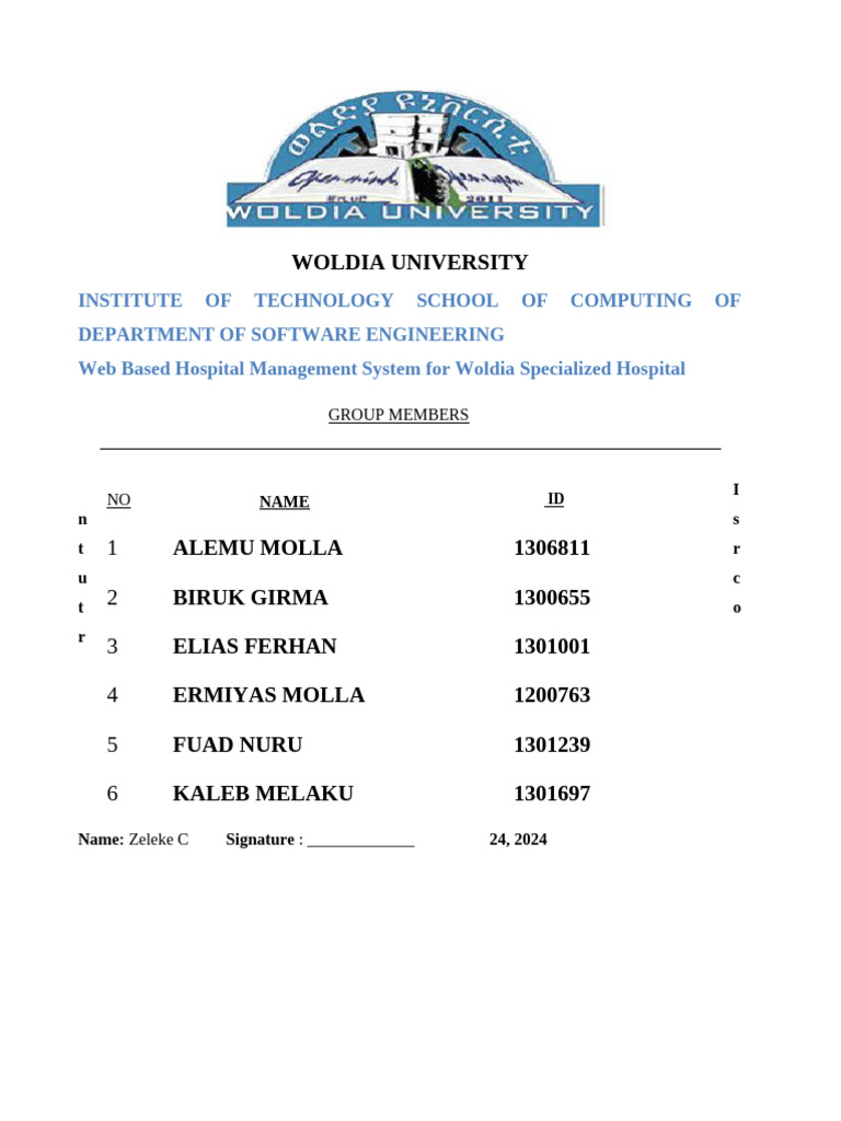 Test Case for Hospital Management System for Woldia Specialized ...