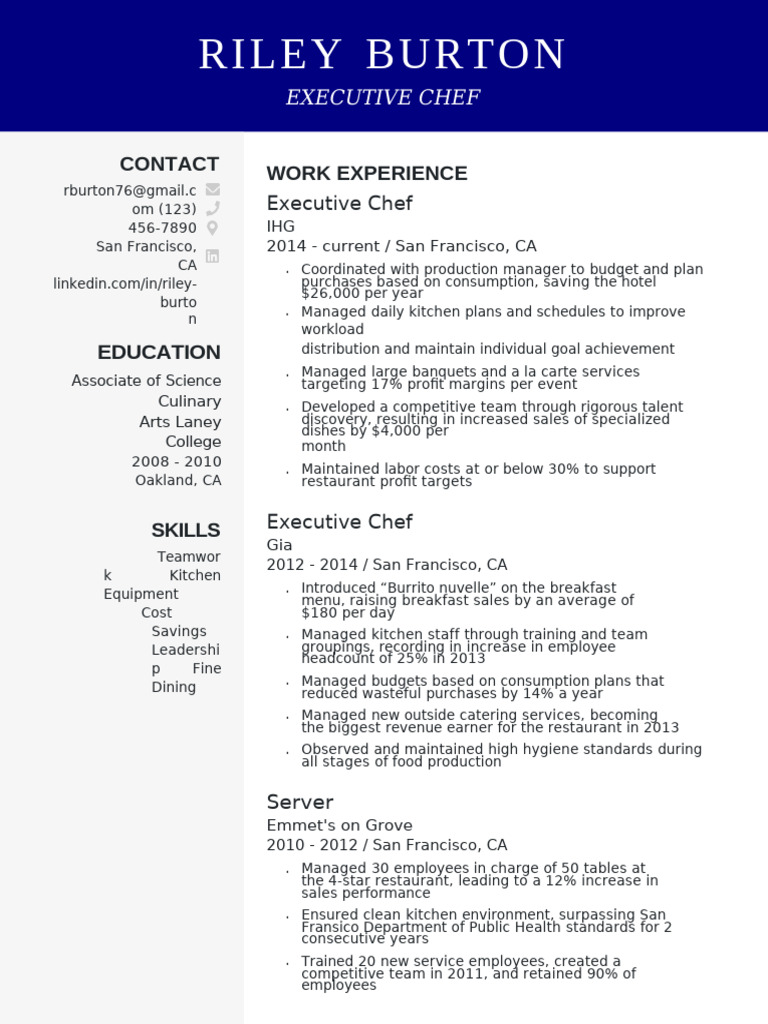 executive-chef-resume-example-converted | PDF | Chef | Restaurants