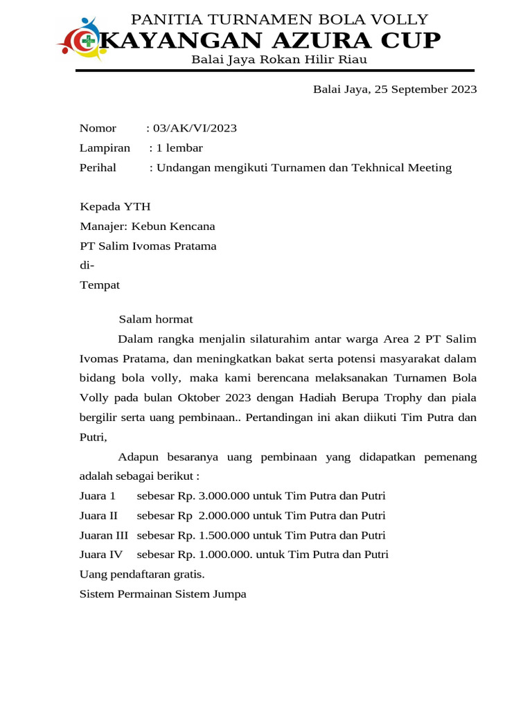 Undangan Voly Ball | PDF