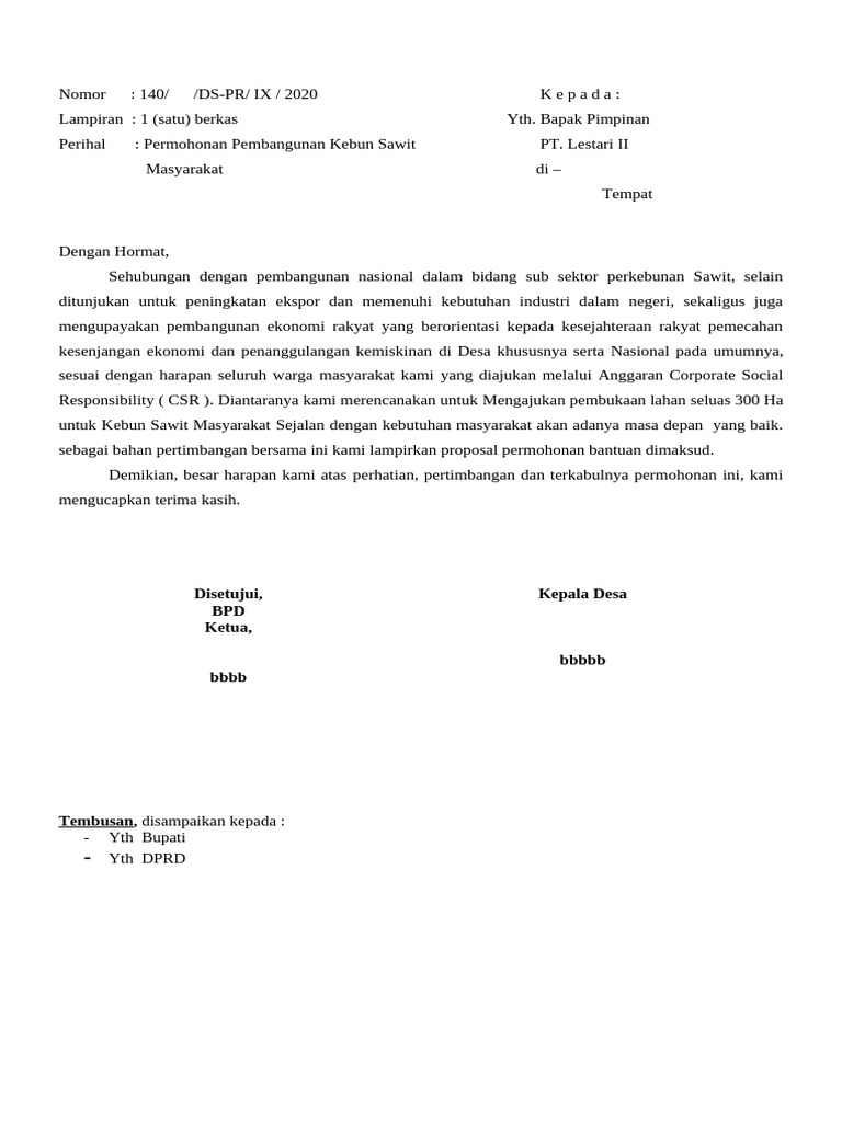 Surat Permohonan Proposal Kab | PDF