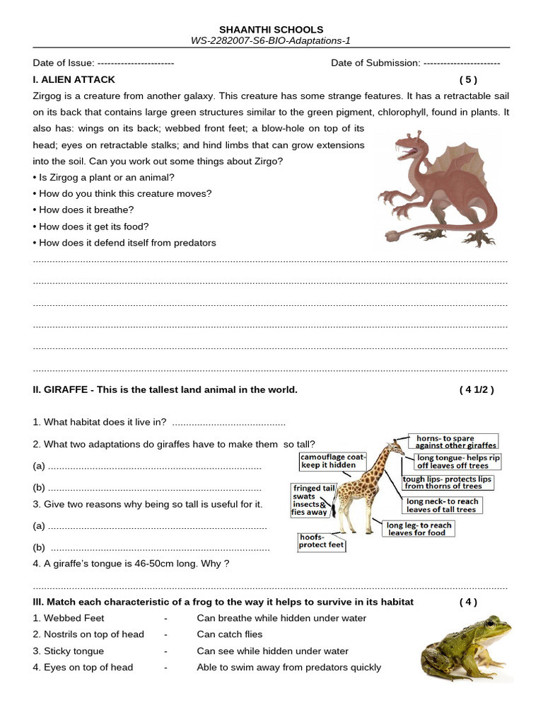 WS 2282007 S6 BIO Adaptations 1 | PDF | Trees | Habitat