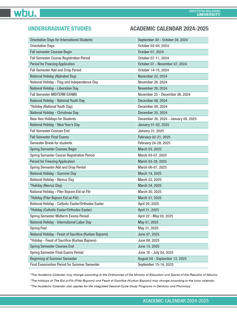 Academic_Calendar2425 | PDF | Academic Term | Holidays