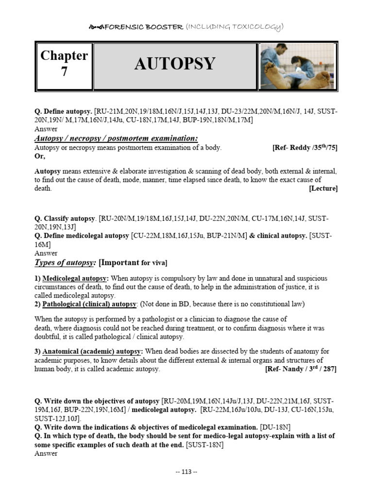 Forensic BOOSTER (Including Toxicology) - Autopsy | PDF | Autopsy | Thrombosis