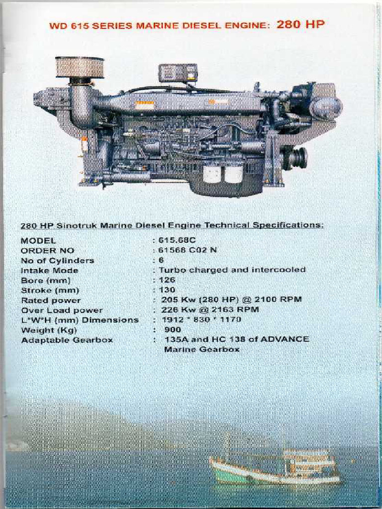 WD 615 Series Marine Diesel Engine 280 HP | PDF