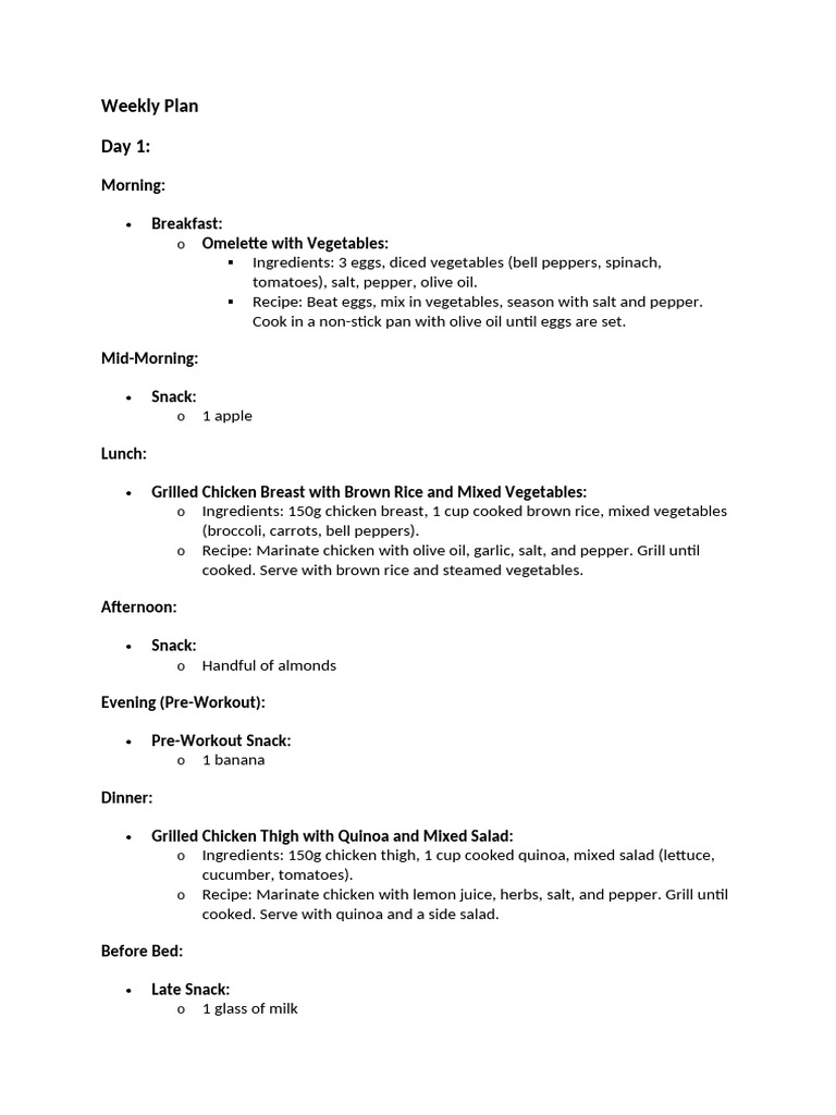 Weekly Meal Plan Pdf Salad Stir Frying
