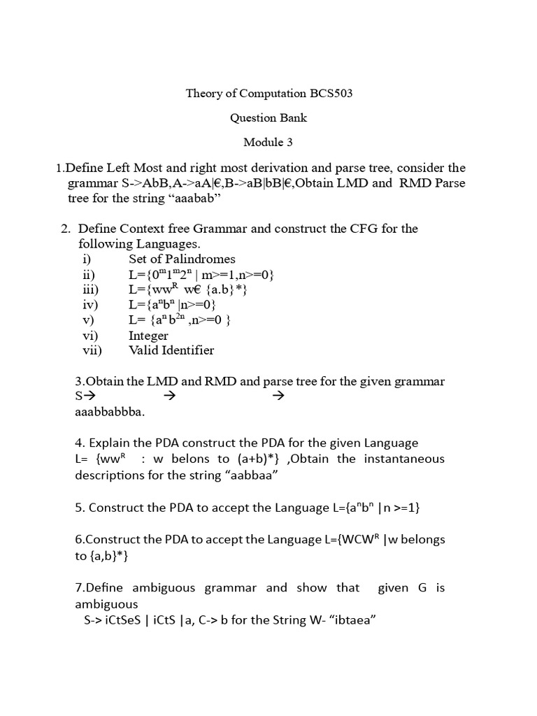 Important Questions TOC Module 4 To 5 (VTU) | PDF