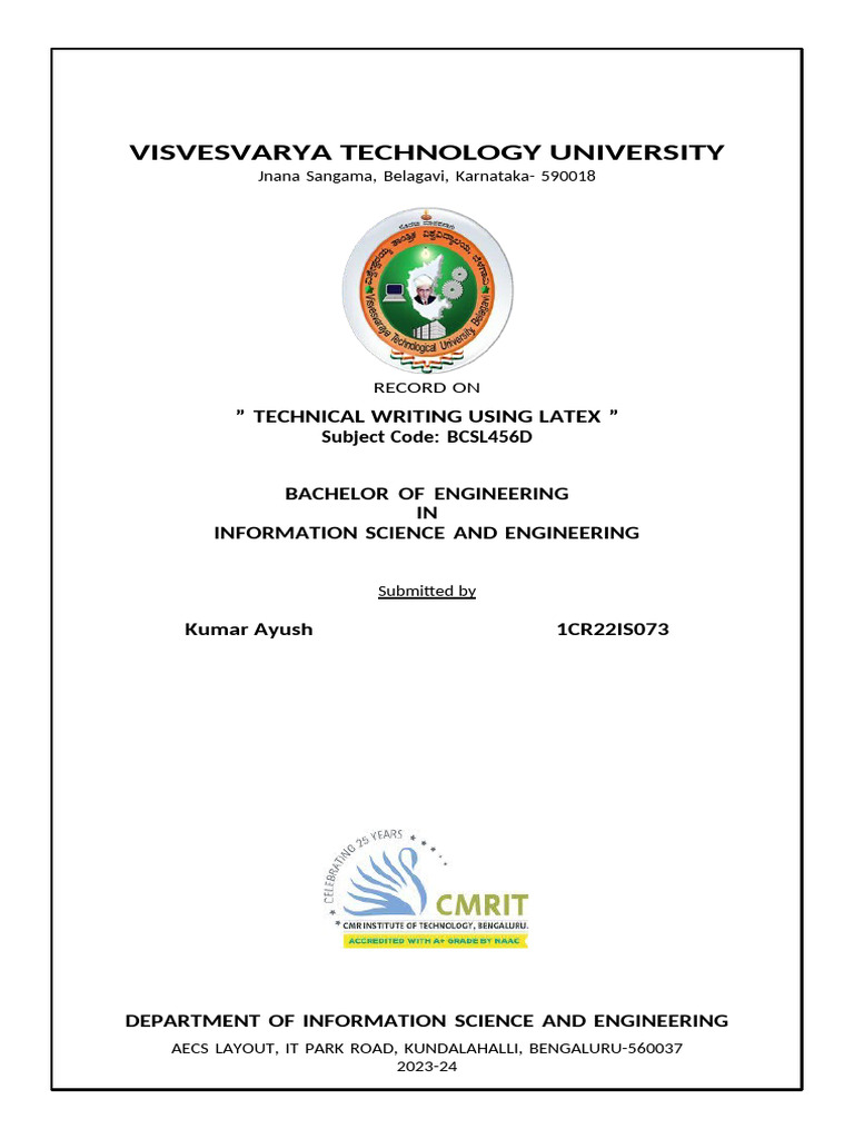 Latex Writing VTU Report | PDF | Artificial Intelligence | Intelligence (AI) & Semantics