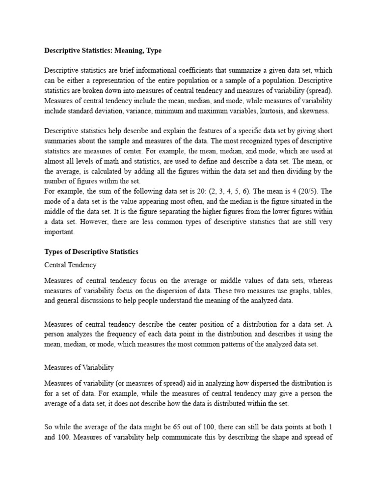 Statistical Analysis_ Descriptive Stat (2) | PDF | Descriptive Statistics | Standard Deviation