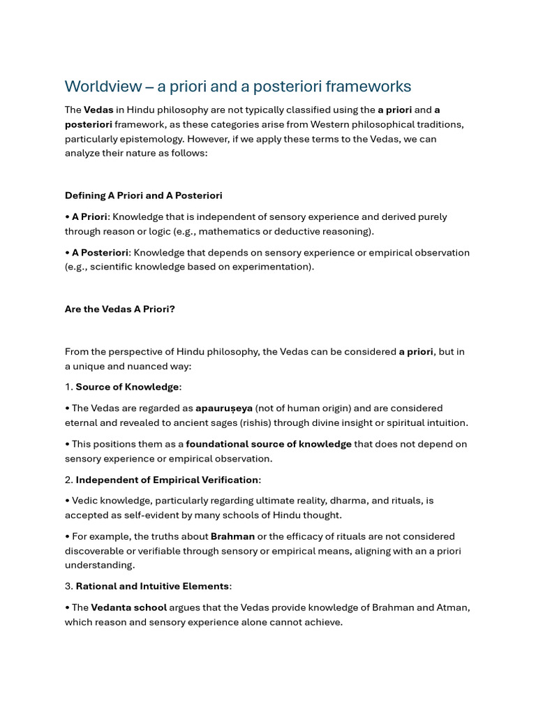A Priori and A Posteriori Frameworks | PDF | A Priori And A Posteriori ...