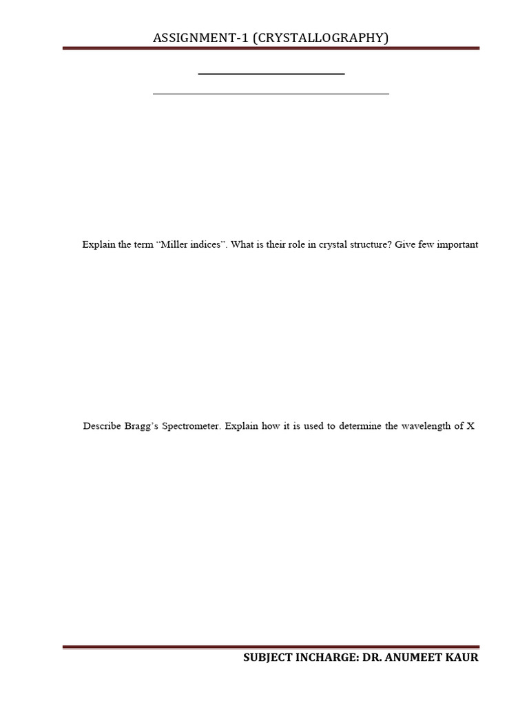 Assignment 1 Crystallography | PDF