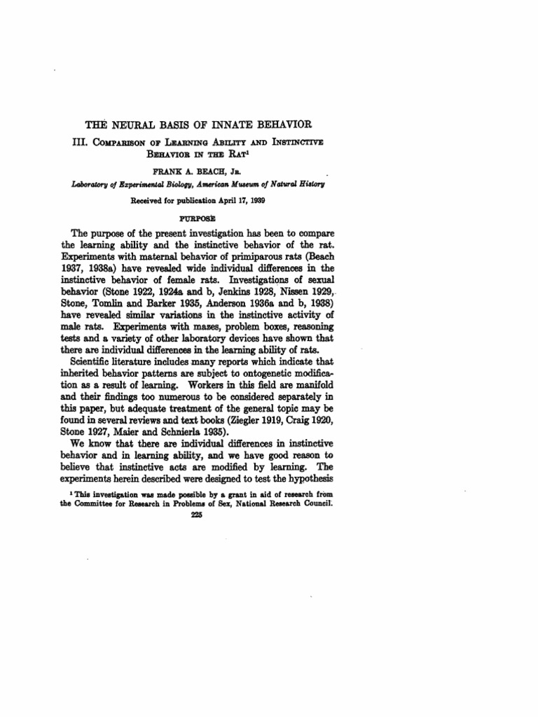 The Neural Basis of Innate Behavior I I I - Compakison of Iieabning ...