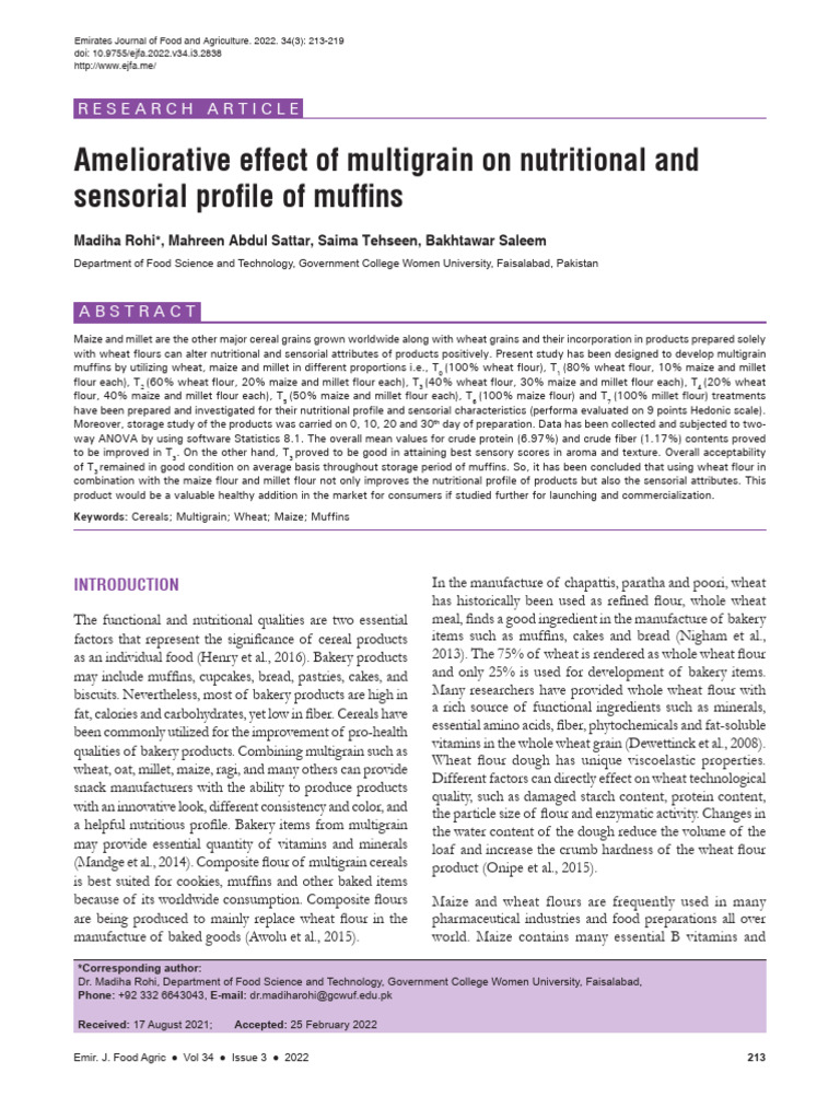 Ameliorative Effect of Multigrain on Nut | PDF | Cereals | Breads
