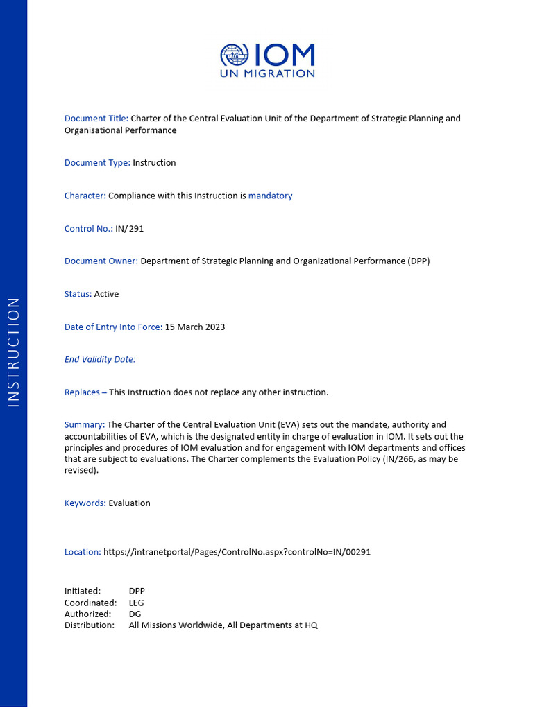 Central Evaluation Unit Charter | PDF | Evaluation | Policy