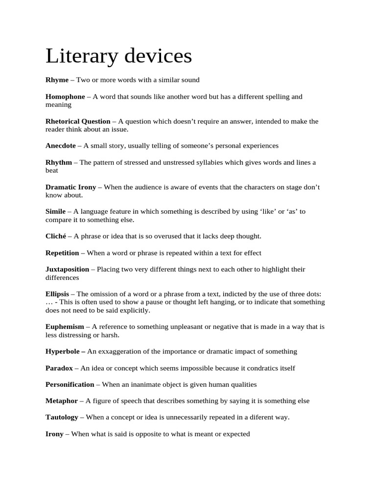 Essential Literary Devices Explained | PDF